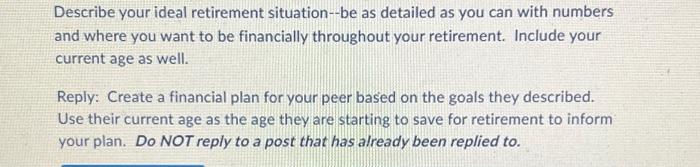 Solved Describe your ideal retirement situation--be as | Chegg.com