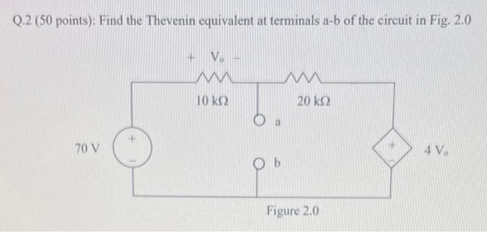 Solved Q.2 (50 points): Find the Thevenin equivalent at | Chegg.com
