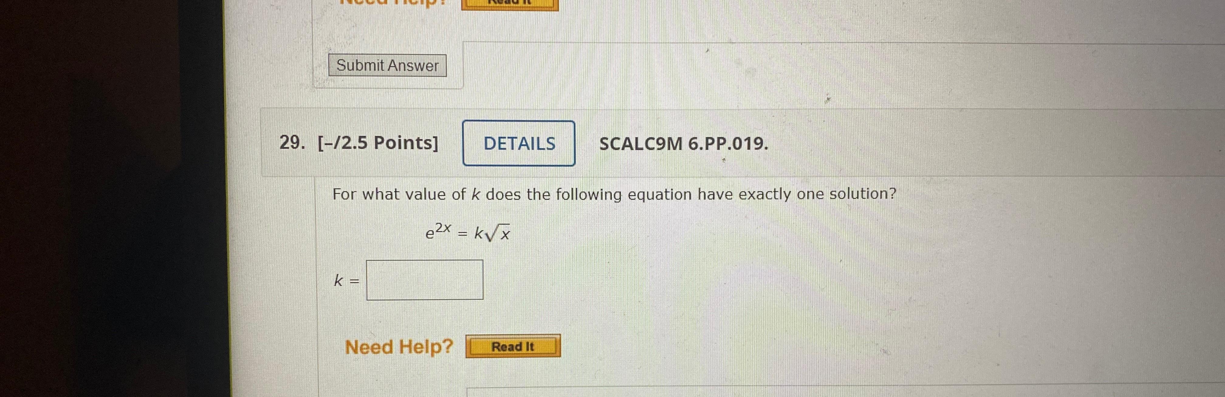 Solved Submit Answer29. [-/2.5 ﻿Points]DETAILSSCALC9M | Chegg.com