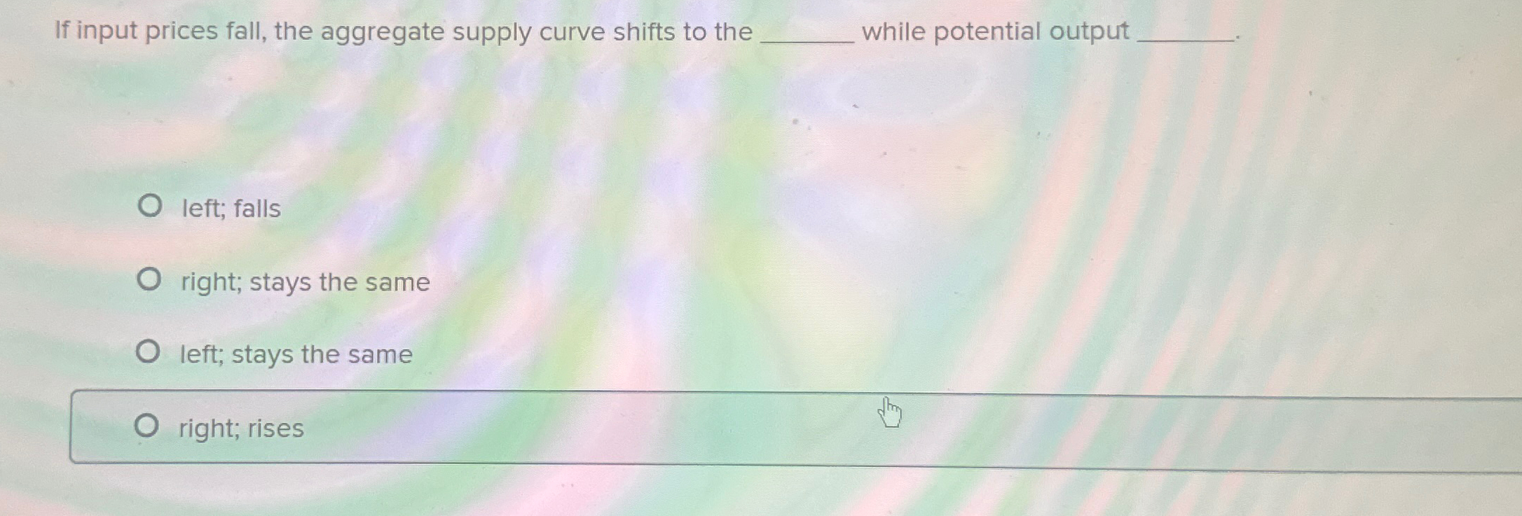 Solved If input prices fall, the aggregate supply curve | Chegg.com