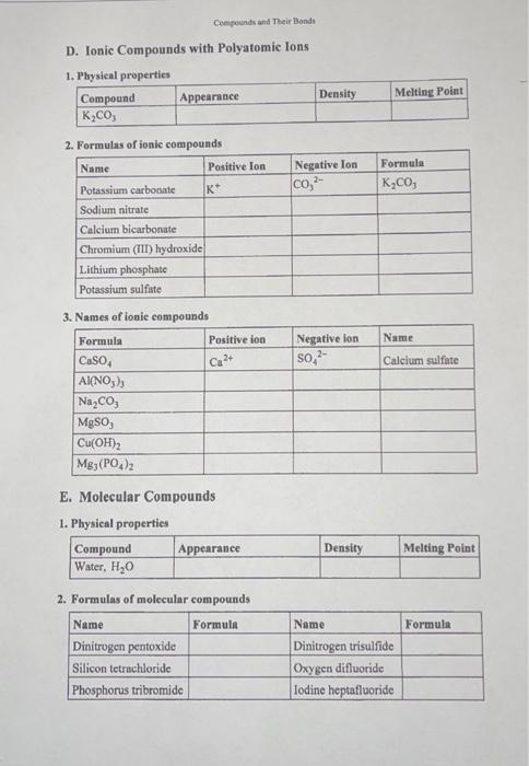 Solved Date Section To REPORT SHEET Compounds and Their | Chegg.com