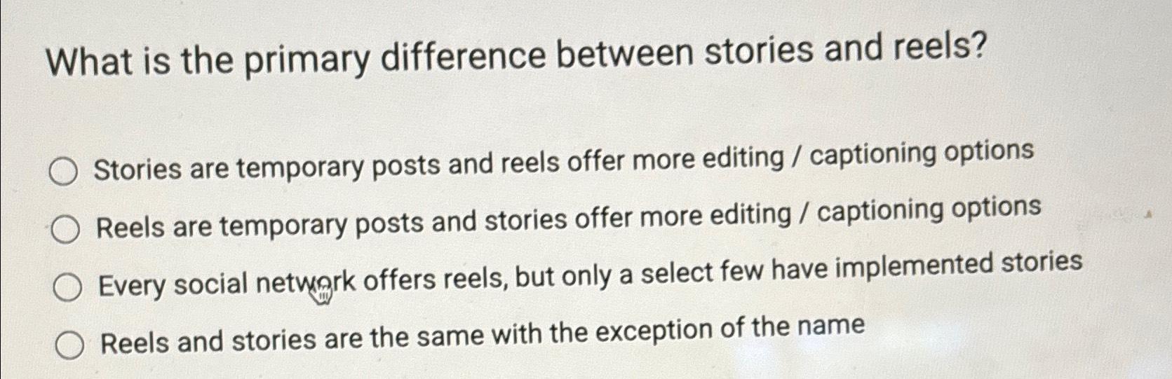 Solved What is the primary difference between stories and | Chegg.com