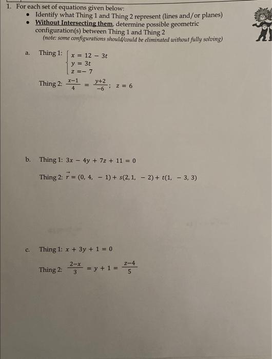 Solved 1. For each set of equations given below: - Identify | Chegg.com