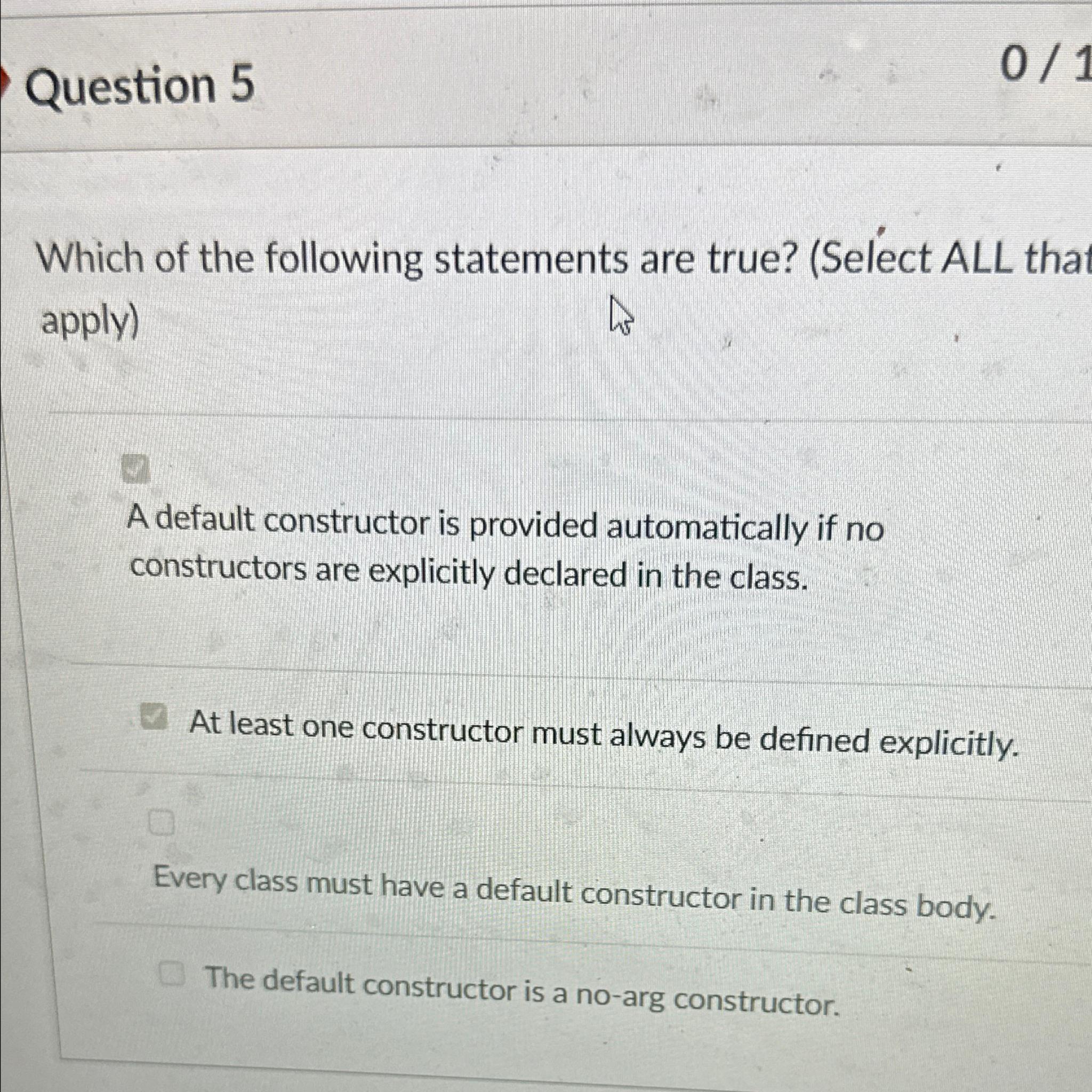 Solved Question 5Which of the following statements are true? | Chegg.com