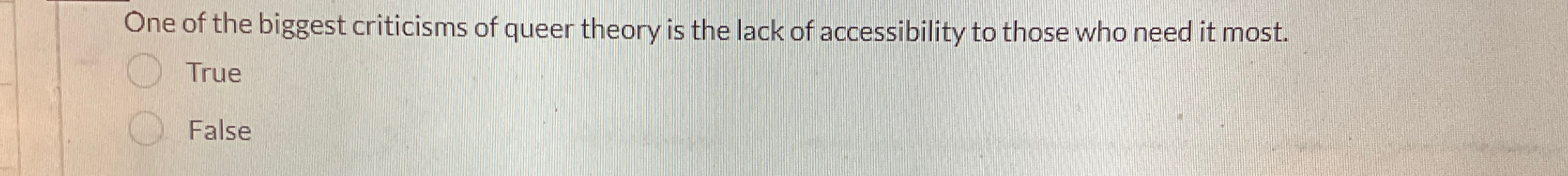 Solved One of the biggest criticisms of queer theory is the | Chegg.com
