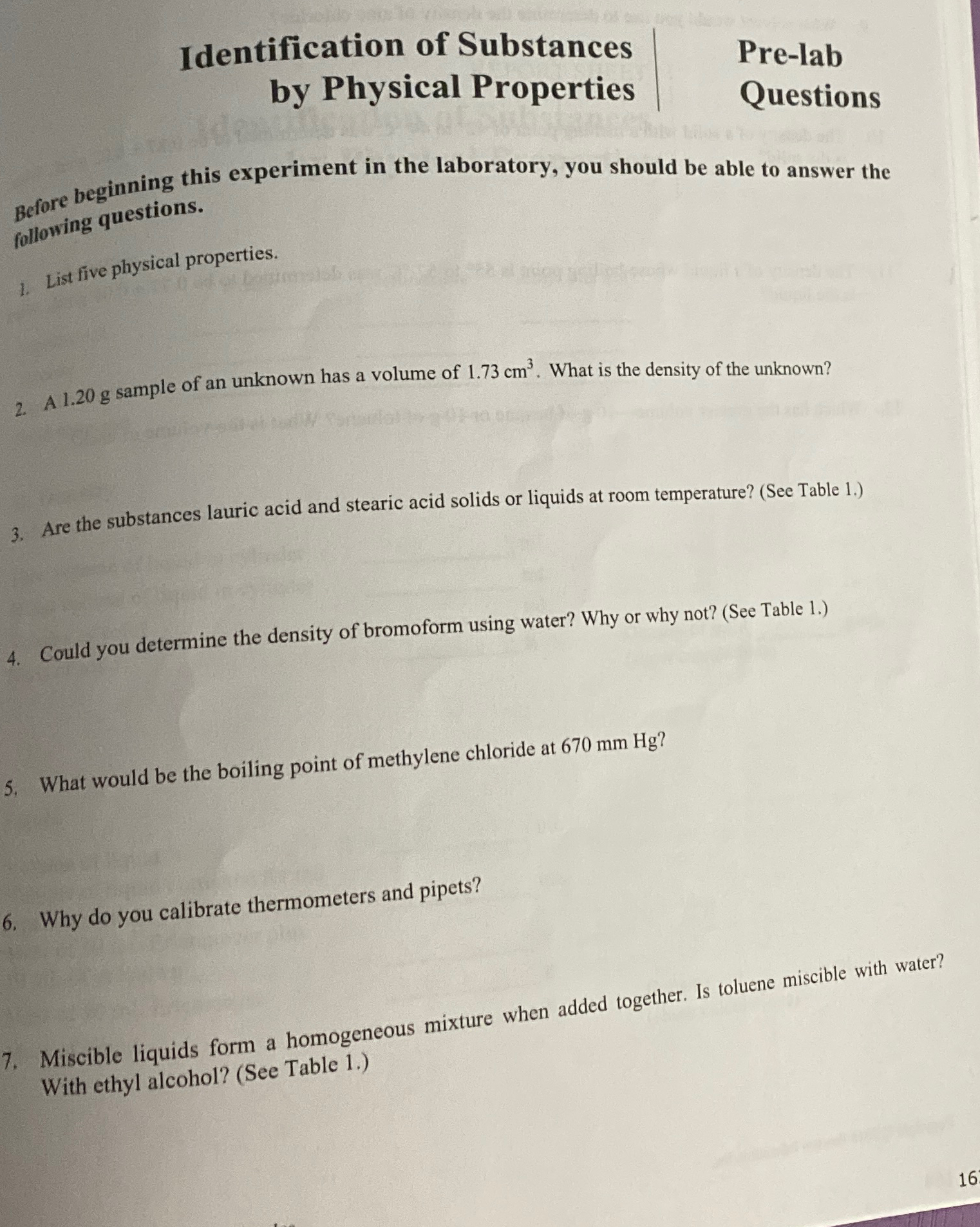 Solved Identification of SubstancesPre-lab by Physical | Chegg.com