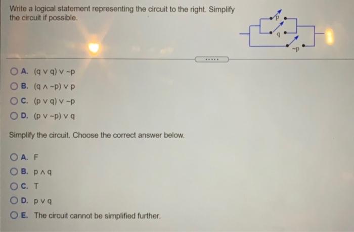 Solved Write a logical statement representing the circuit to | Chegg.com