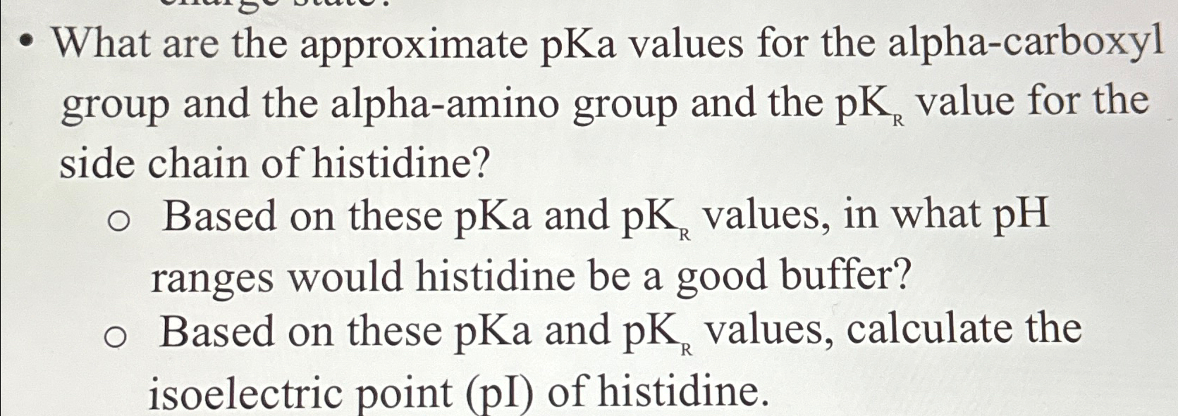 Solved What are the approximate pKa values for the | Chegg.com