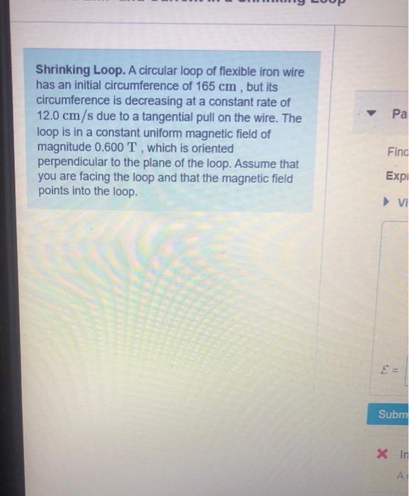 Solved Induced EMF and Current in a Shrinking Loop - Part A | Chegg.com