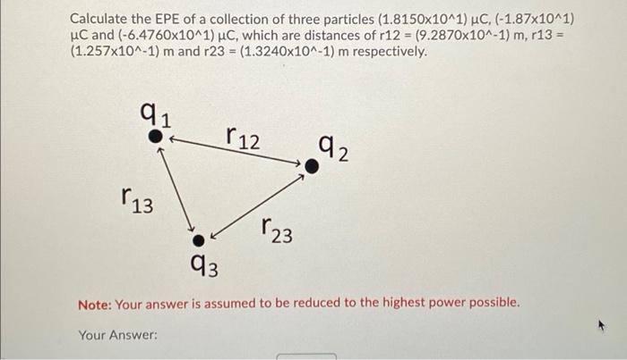 Solved Calculate the EPE of a collection of three particles | Chegg.com