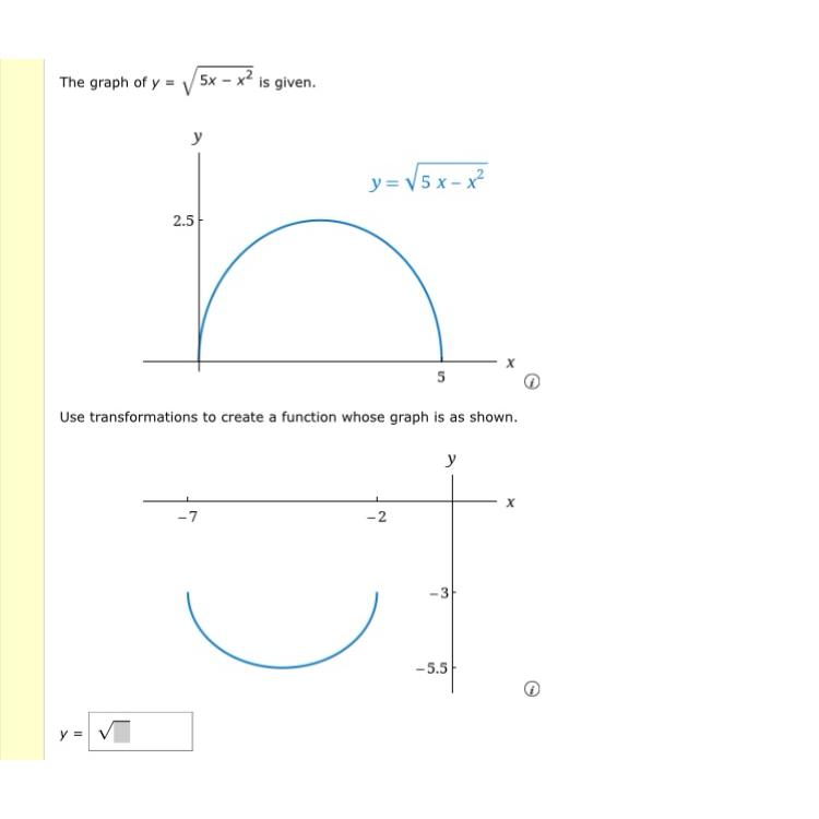 Solved The graph of y=5x-x22 ﻿is given.Use transformations | Chegg.com