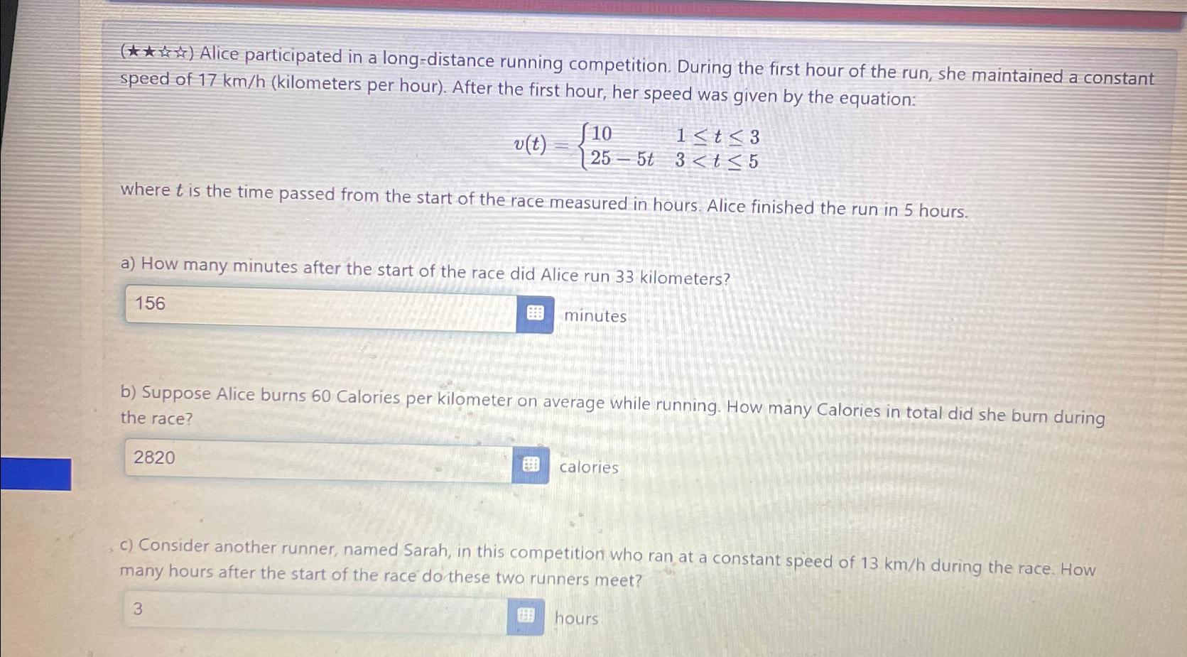 Solved speed of 17kmh (kilometers per hour). ﻿After the | Chegg.com