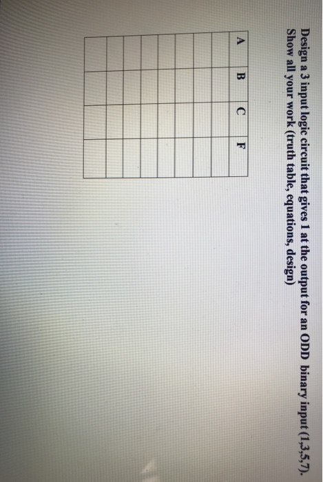 Solved Design a 3 input logic circuit that gives 1 at the | Chegg.com