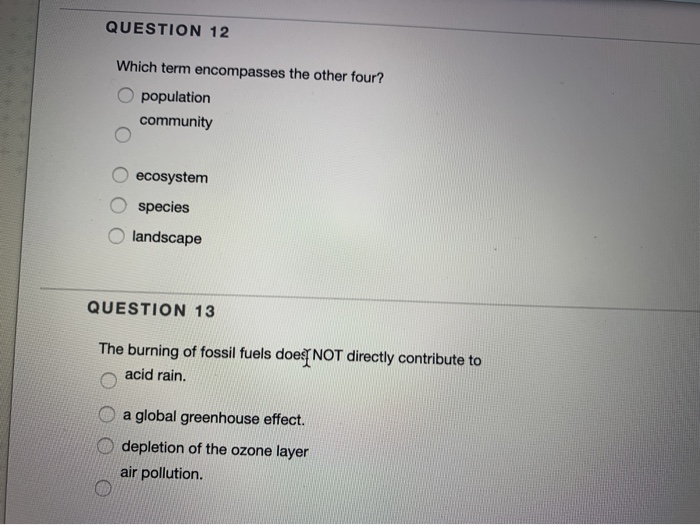 Solved QUESTION 12 Which term encompasses the other four? | Chegg.com
