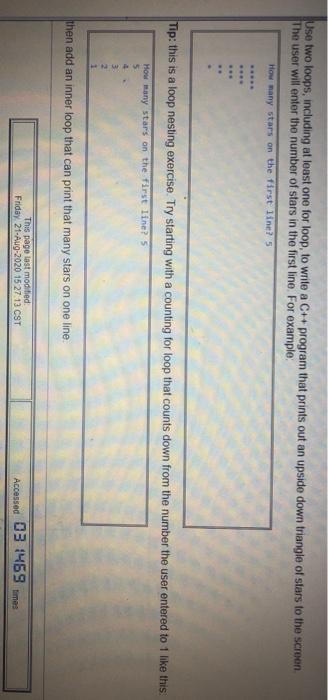 Solved Use two loops, including at least one for loop, to | Chegg.com