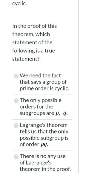 Solved cyclic. In the proof of this theorem, which statement | Chegg.com