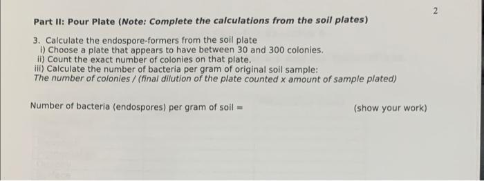 Solved 2 Part II: Pour Plate (Note: Complete the | Chegg.com