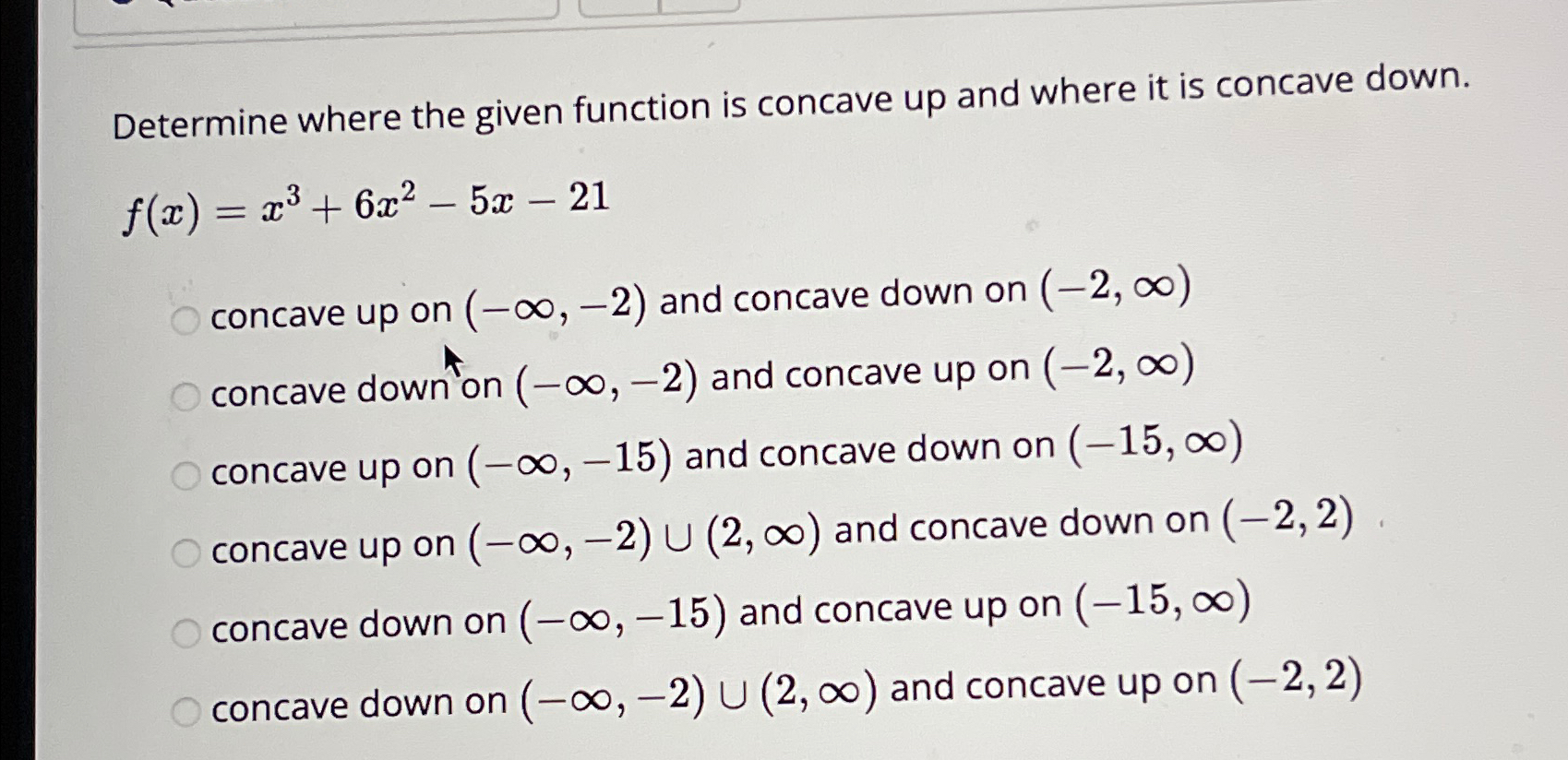 Solved Determine where the given function is concave up and | Chegg.com