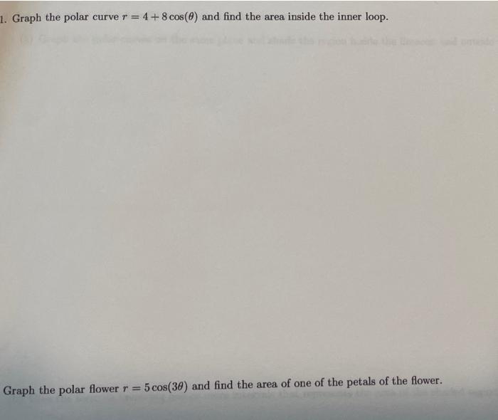 Solved Graph the polar curve r=4+8cos(θ) and find the area | Chegg.com