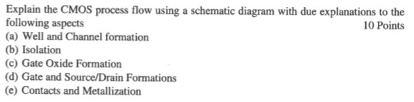 Solved Explain the CMOS process flow using a schematic | Chegg.com