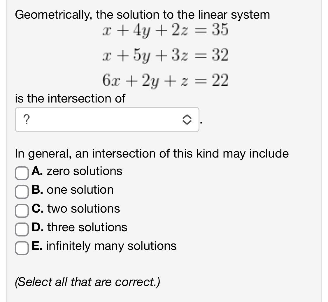 Solved Geometrically, the solution to the linear | Chegg.com