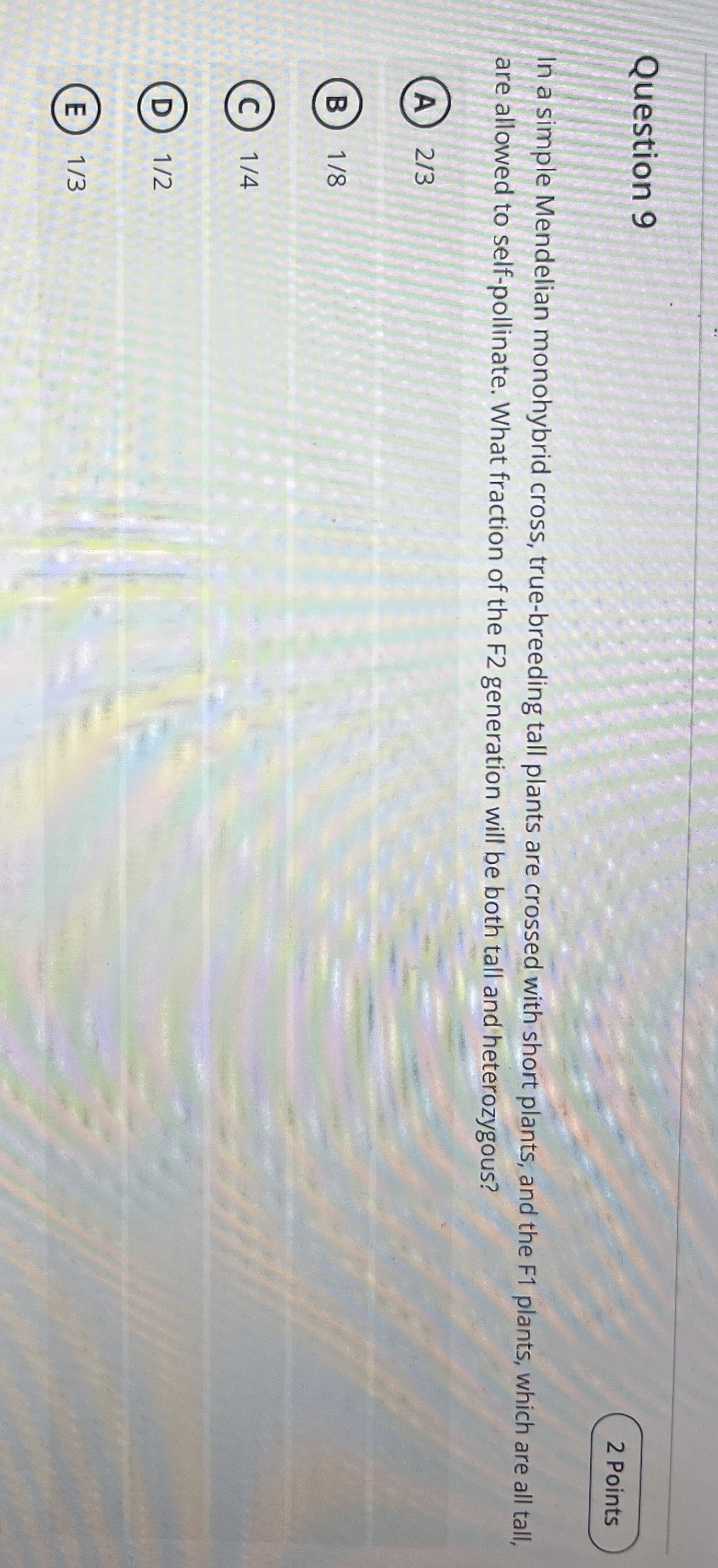Solved Question 9In a simple Mendelian monohybrid cross, | Chegg.com