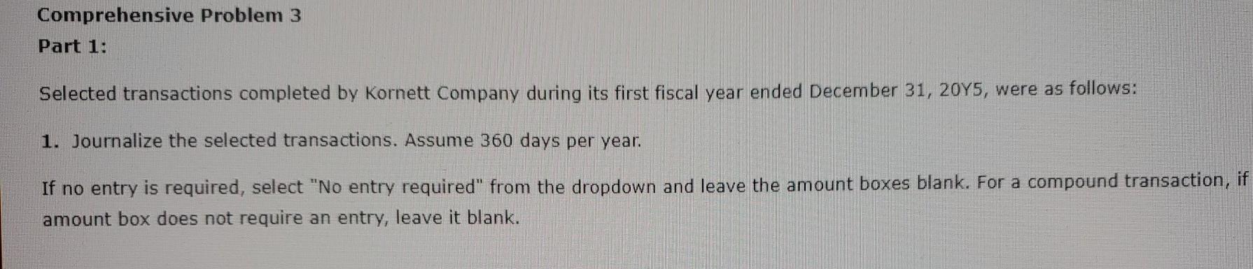 Solved Comprehensive Problem 3 Part 1: Selected transactions | Chegg.com