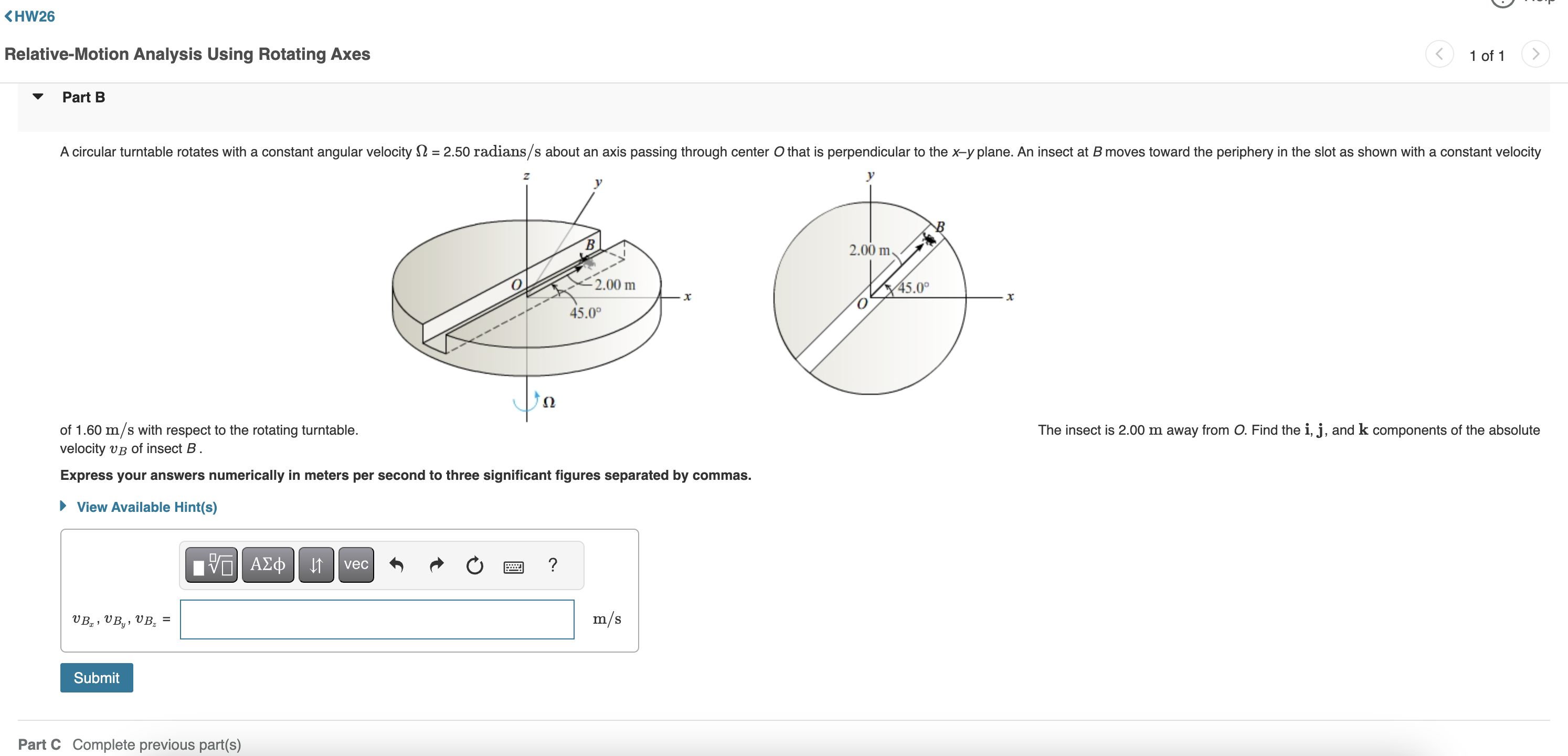 Solved Part B of \( 1.60 \mathrm{~m} / \mathrm{s} \) ﻿with | Chegg.com