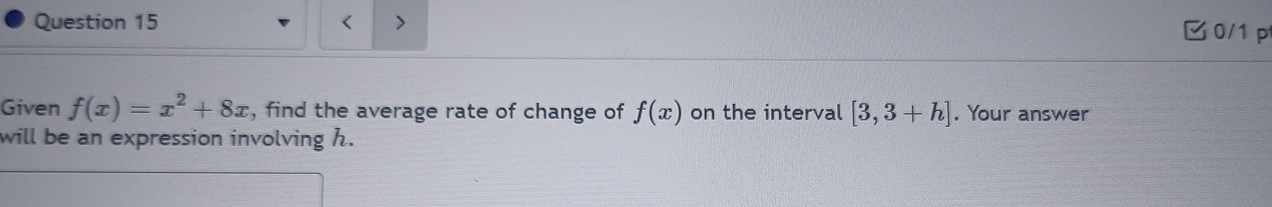 Solved Question 1501pGiven f(x)=x2+8x, ﻿find the average | Chegg.com