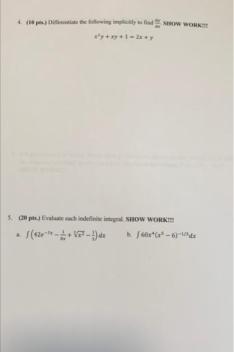 Solved 4. (10 pts.) Differentiate the following implicitly | Chegg.com Solved 4. (10 pts.) Differentiate the following implicitly | Chegg.com