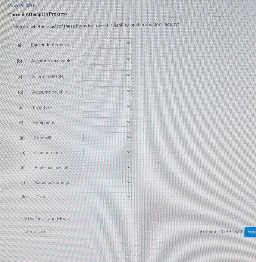 Solved Current Attempt in Progress areholders equity: | Chegg.com