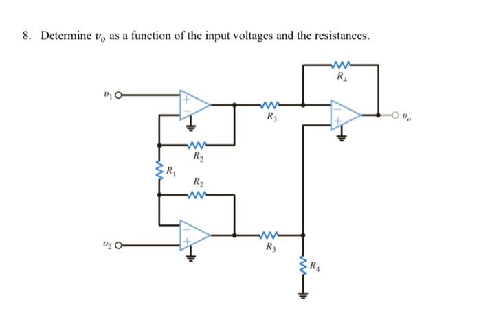 Solved 8. Determine vo as a function of the input voltages | Chegg.com