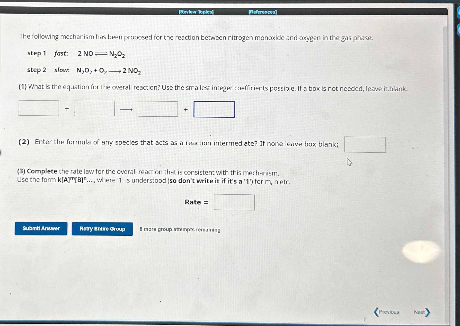 Solved [Review Toplcs][References]The following mechanism | Chegg.com