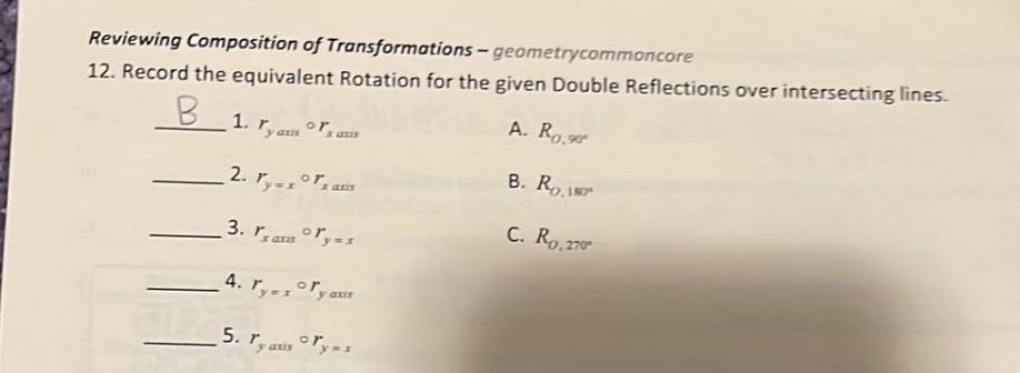 Reviewing Composition of Transformations - | Chegg.com
