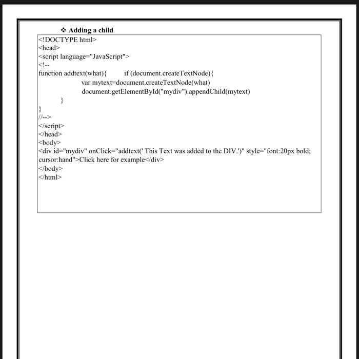 Solved The Html Dom Tree Of Objects Document Root Element