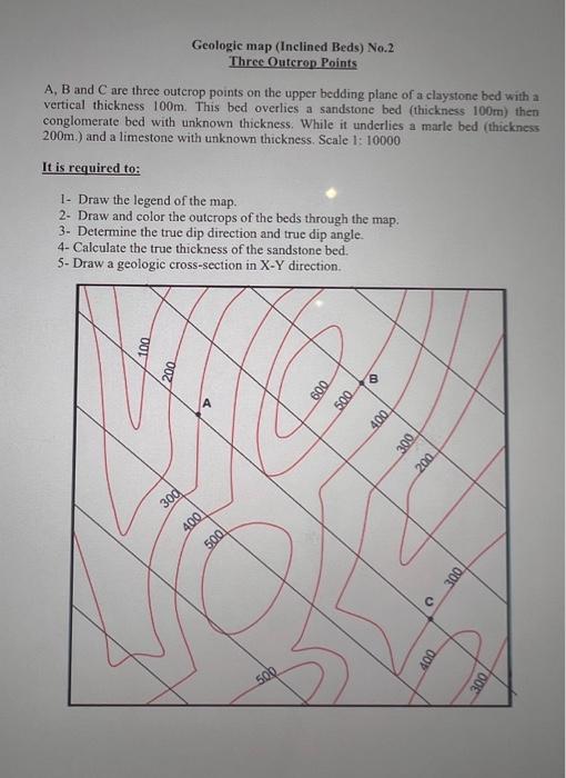 Geologic map (Inclined Beds) No.2 Threc Outcrop | Chegg.com