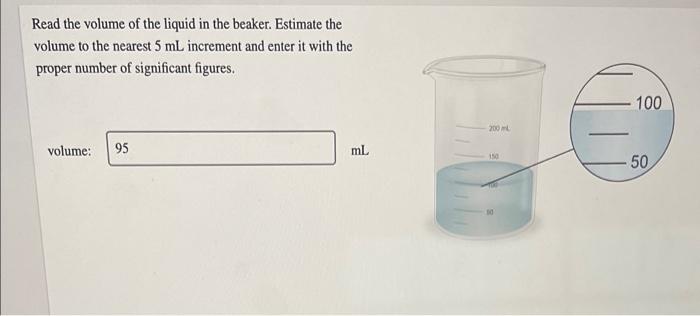 Solved Read the volume of the liquid in the beaker. Estimate | Chegg.com