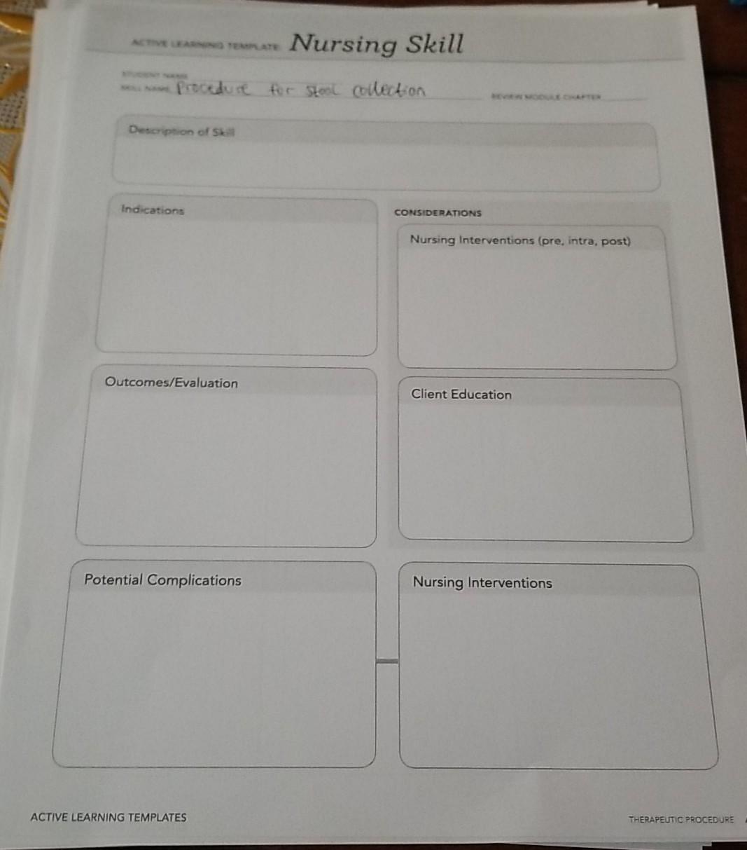 Solved Nursing Skill on Procedure for stool collection | Chegg.com