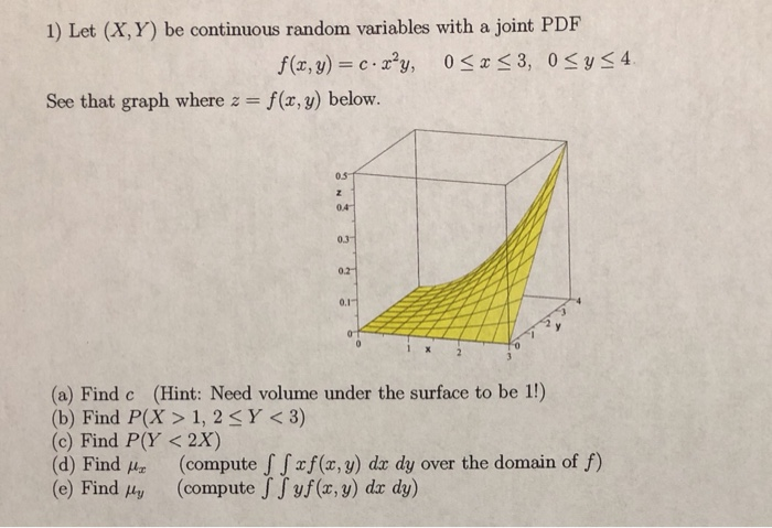 Solved 1 Let X Y Be Continuous Random Variables With A