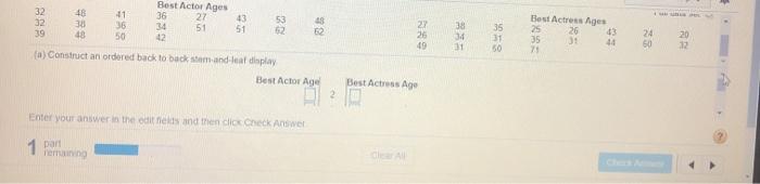 Solved Plewse constuct an odered back to back stem and leaf | Chegg.com