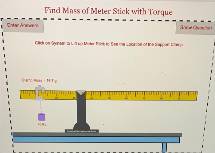 Solved Find Mass of Meter Stick with Torque Enter Answers | Chegg.com