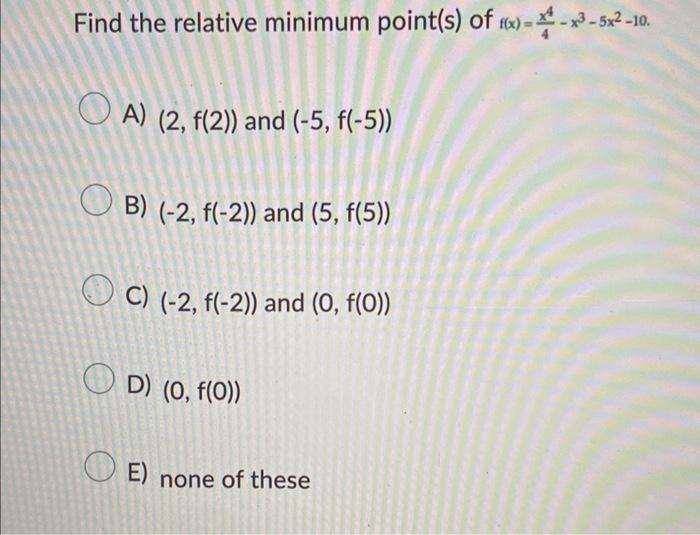 Solved Find the relative minimum point(s) of | Chegg.com