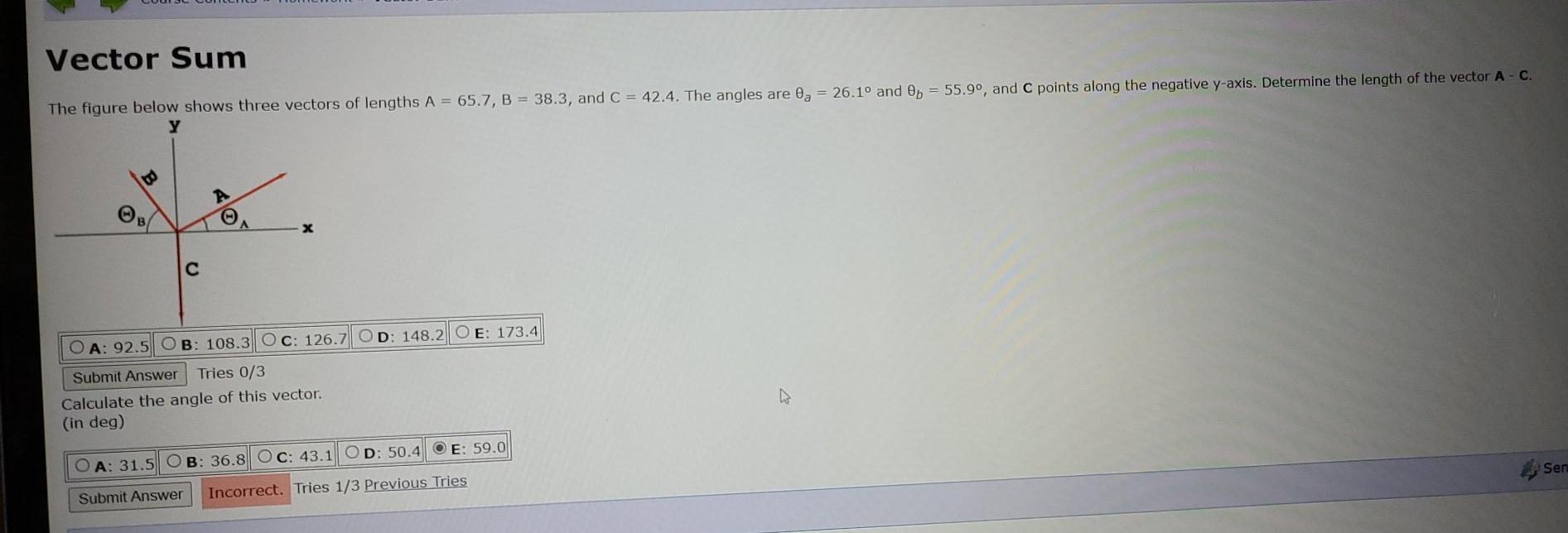 Solved Vector Sum The figure below shows three vectors of | Chegg.com