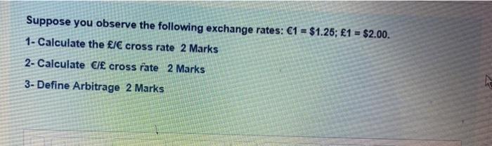 Solved Suppose you observe the following exchange rates: C1 | Chegg.com
