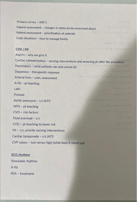 Solved Primary survey - ABC 's Patient assessment - changes | Chegg.com