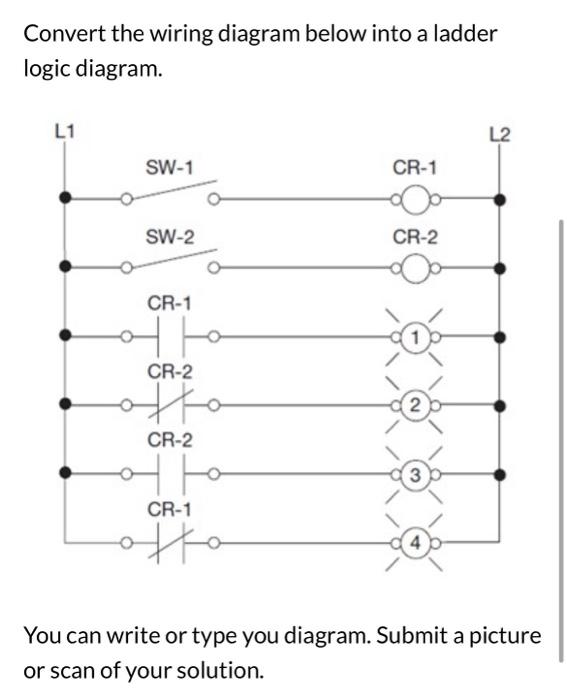 Solved Convert the wiring diagram below into a ladder logic | Chegg.com