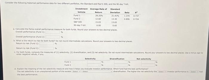 Solved 2. Calculate the fama overall performance measure fer | Chegg.com