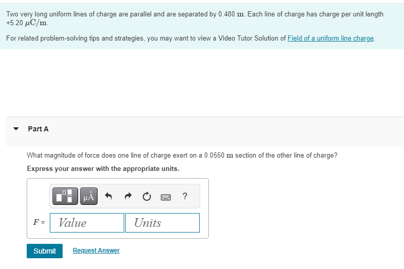 Solved Two very long uniform lines of charge are parallel | Chegg.com