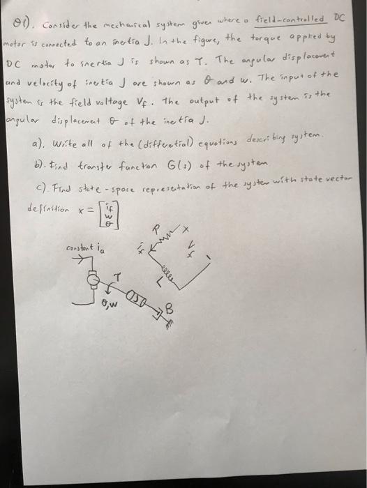 Solved is the 01). Consider the mechanical system given | Chegg.com