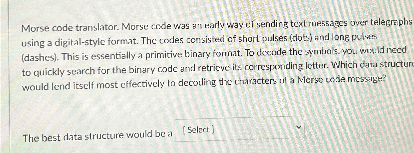Solved Morse code translator. Morse code was an early way of | Chegg.com